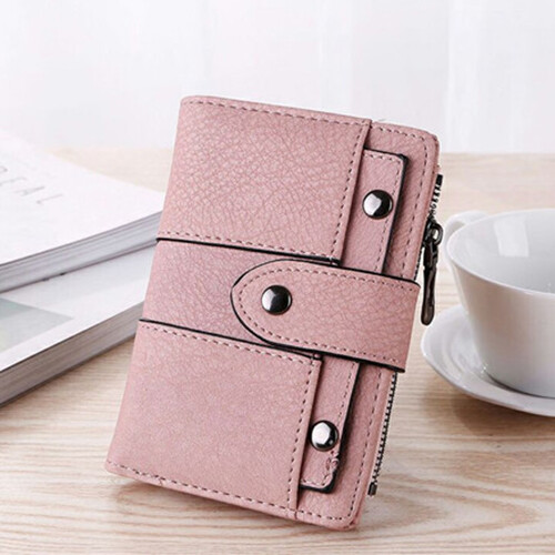 Women's Small Leather Wallet Short Wallet Multi-card Holder Zipper ...