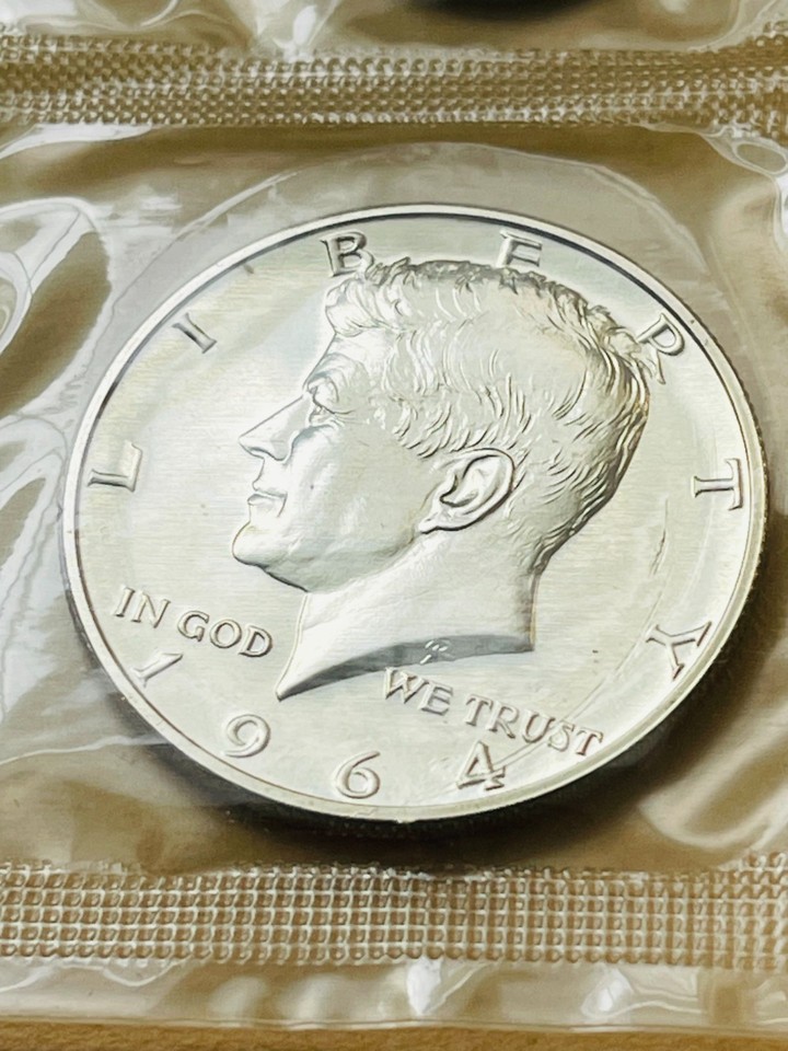 1964 U.S. Proof Set Five Coins 90% Silver Half Dollar Philadelphia ...