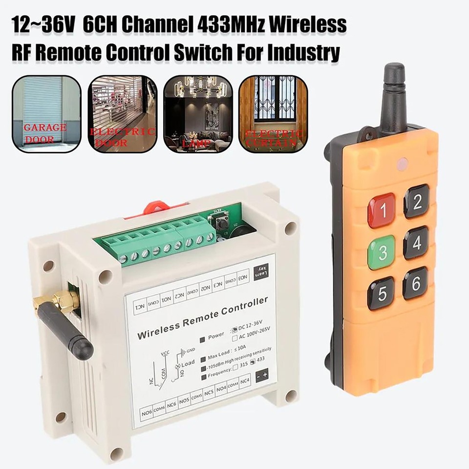 12-36V 6CH Wireless Remote Control RF Switch 6 Channel 10A Relay ...