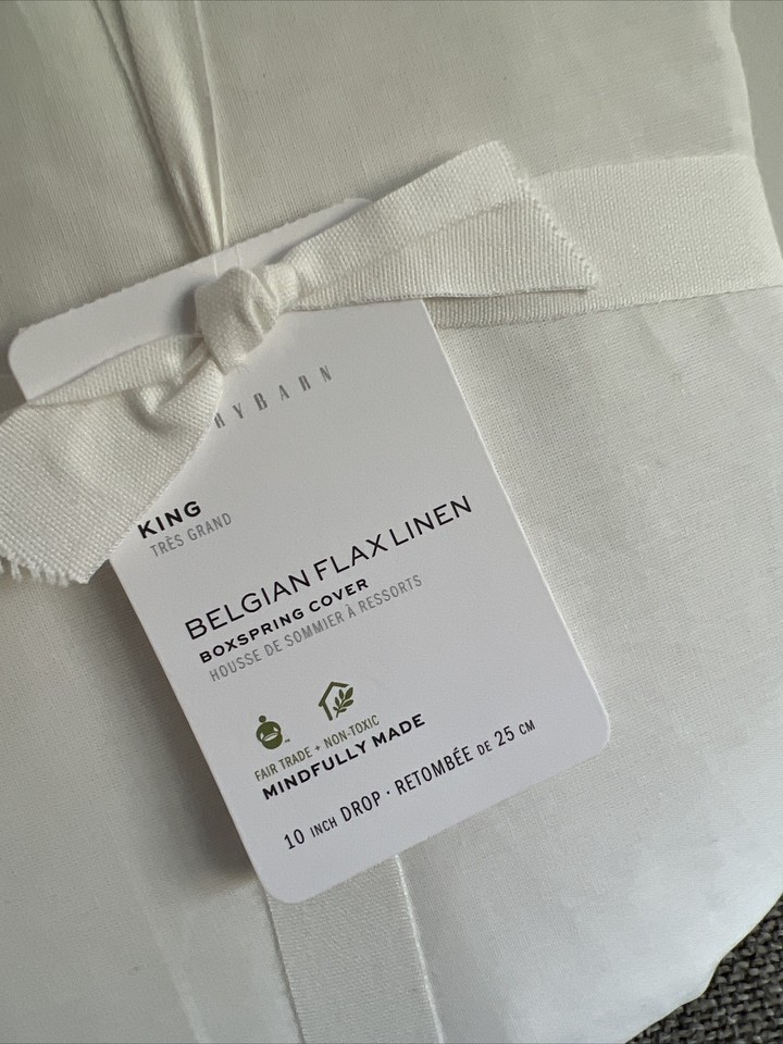 Pottery Barn Belgian Flax Linen KING Box Spring Cover, WHITE $139 | eBay