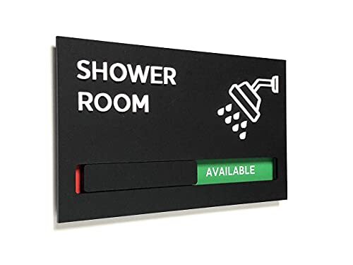 Shower Room Sign with Slider for Dual Messages Room Status AVAILABLE or ...