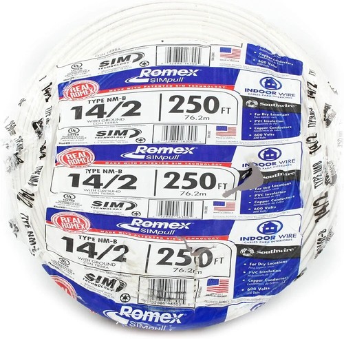 500 ft. 14/2 Romex SIMpull Solid NM-B W/G Wire (250' x 2) | eBay