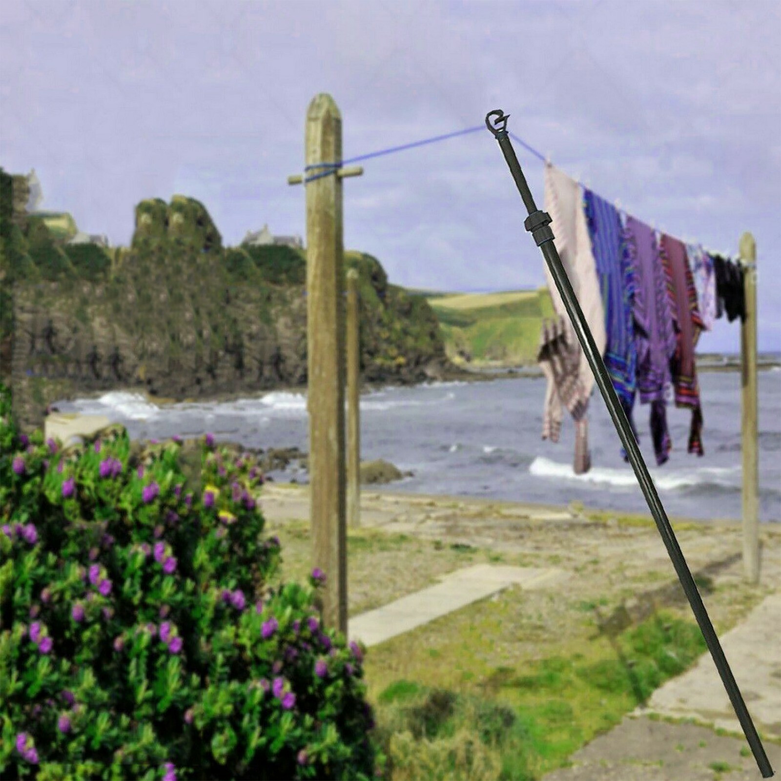 Clothesline Support Pole Heavy Duty Telescopic Washing Line Laundry ...