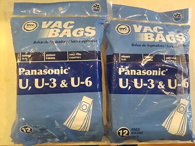 2- 12 Pks Vacuum Bags for Sharp Upright Type PU-2 Fits Panasonic U, U-3 ...