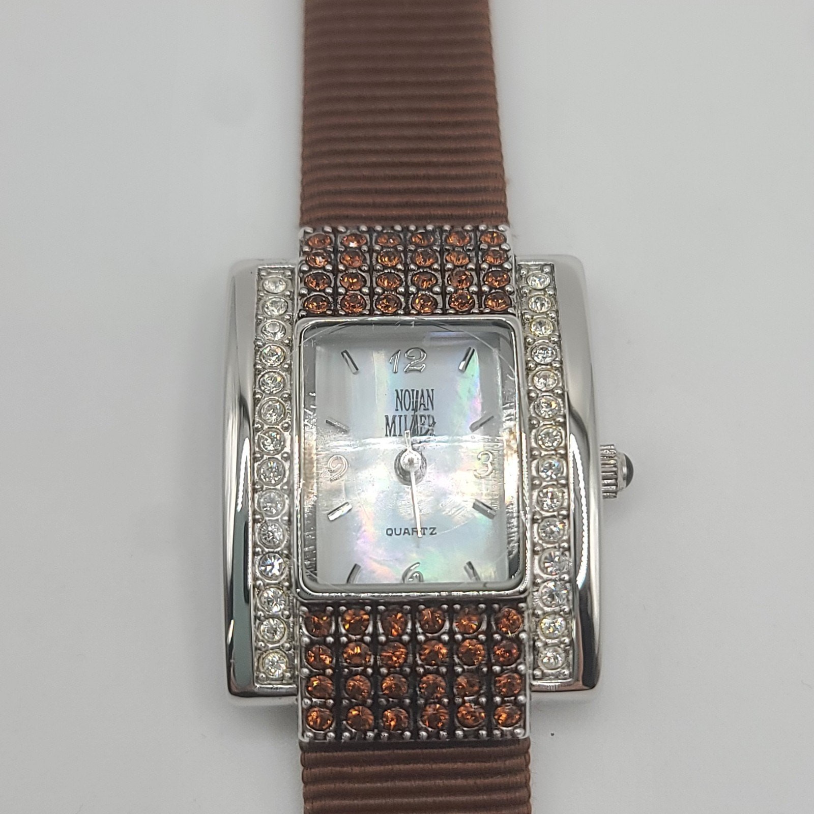 Nolan Miller Watch Mother of Pearl Face Gold Tone Bra… - Gem