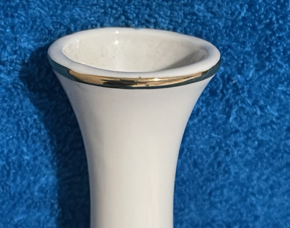 Vintage Vincennes University Indiana Bud Vase 8.5" Gold Trim & Seal ...