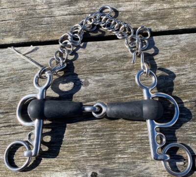 K Bits 4 3/4" jointed rubber mouth Tom Thumb English Pelham bit w/ SS ...