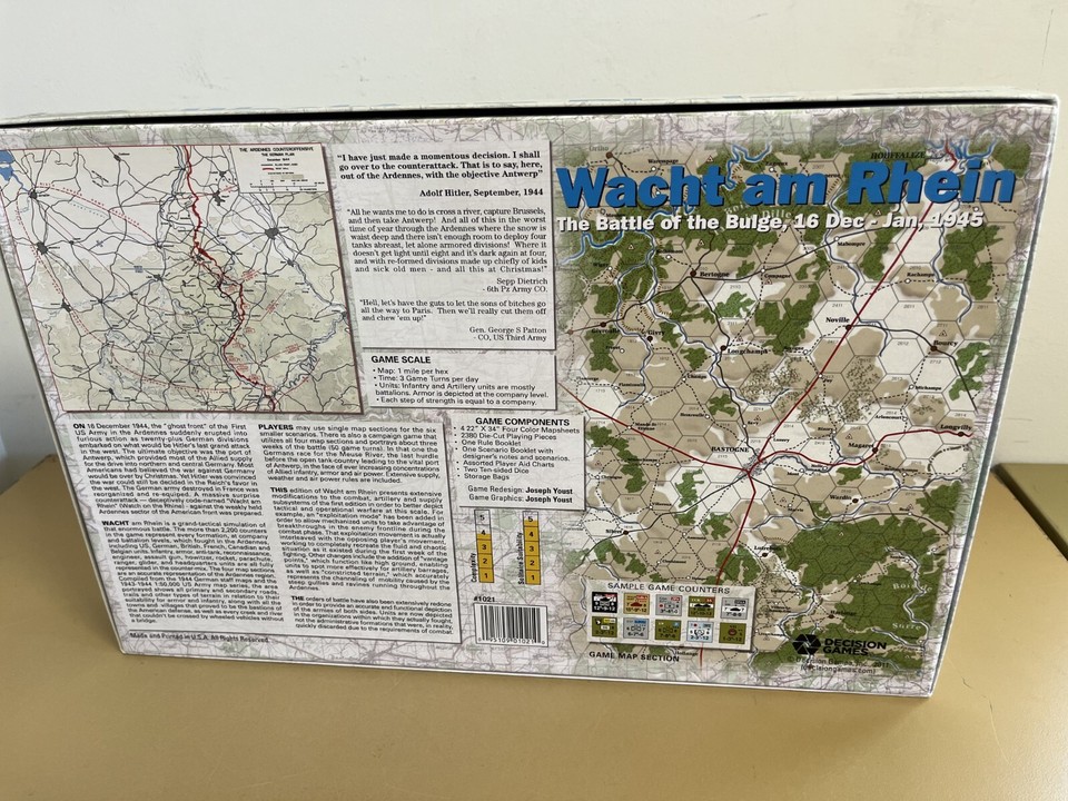 Wacht am Rhein (2nd Ed) Decision Games War Game, Unpunched & Unplayed ...