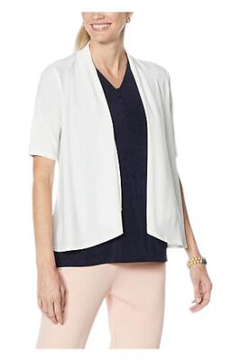 Nina Leonard Elbow-Sleeve Drape-Front Bolero Ivory | eBay