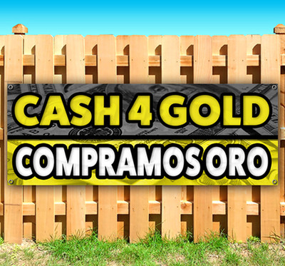 CASH 4 GOLD COMPRAMOS ORO Advertising Vinyl Banner Flag Sign Many Size ...