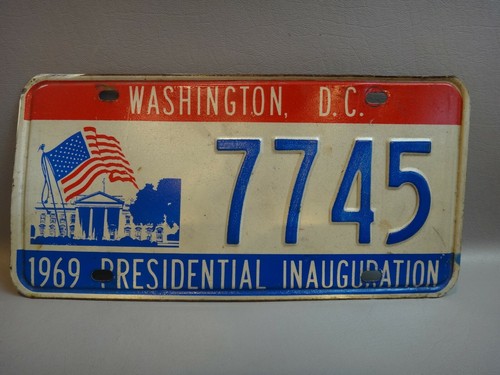 Washington DC 1969 PRESIDENTIAL INAUGURATION License Plate #7745 | eBay