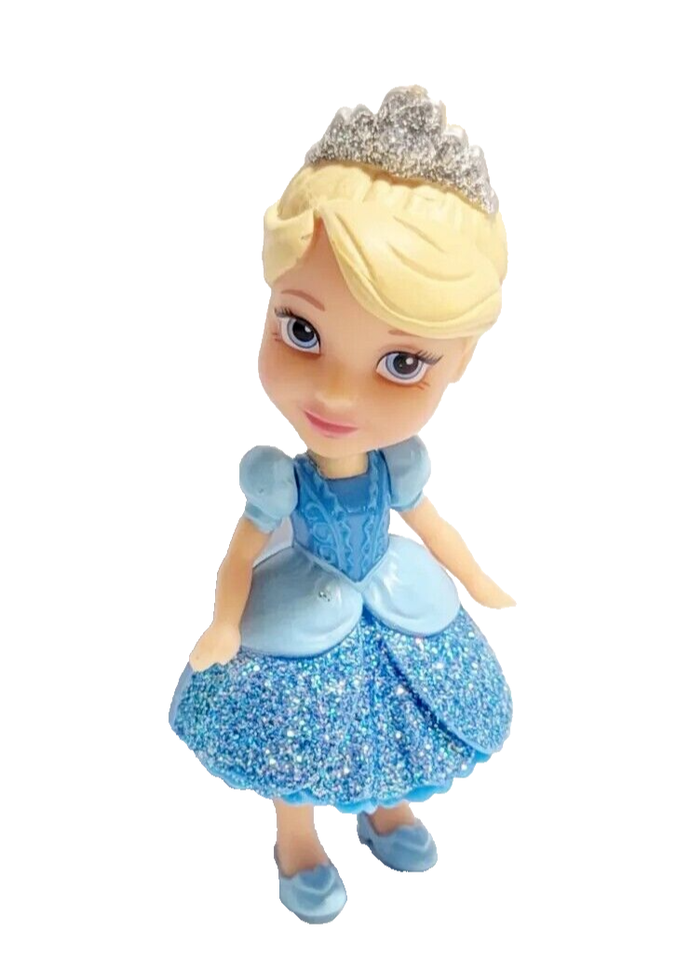 Lot of 2 Disney Princess Cinderella Sparkle 3.5" Mini Figure Blue Pink ...