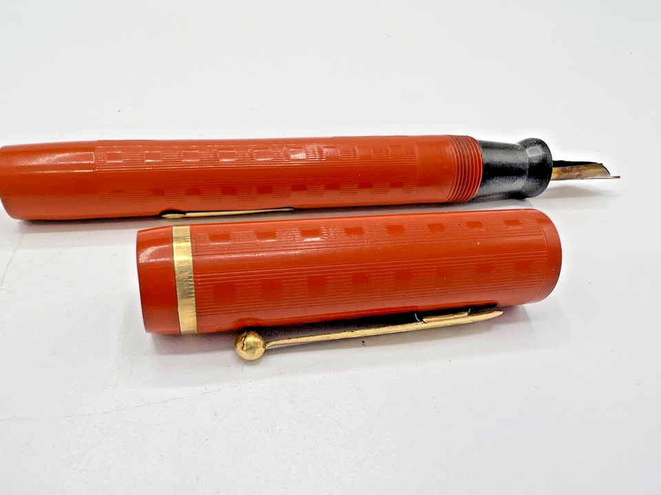 Eclipse Oversize Checkered Orange Fountain Pen 14K Warranted | eBay