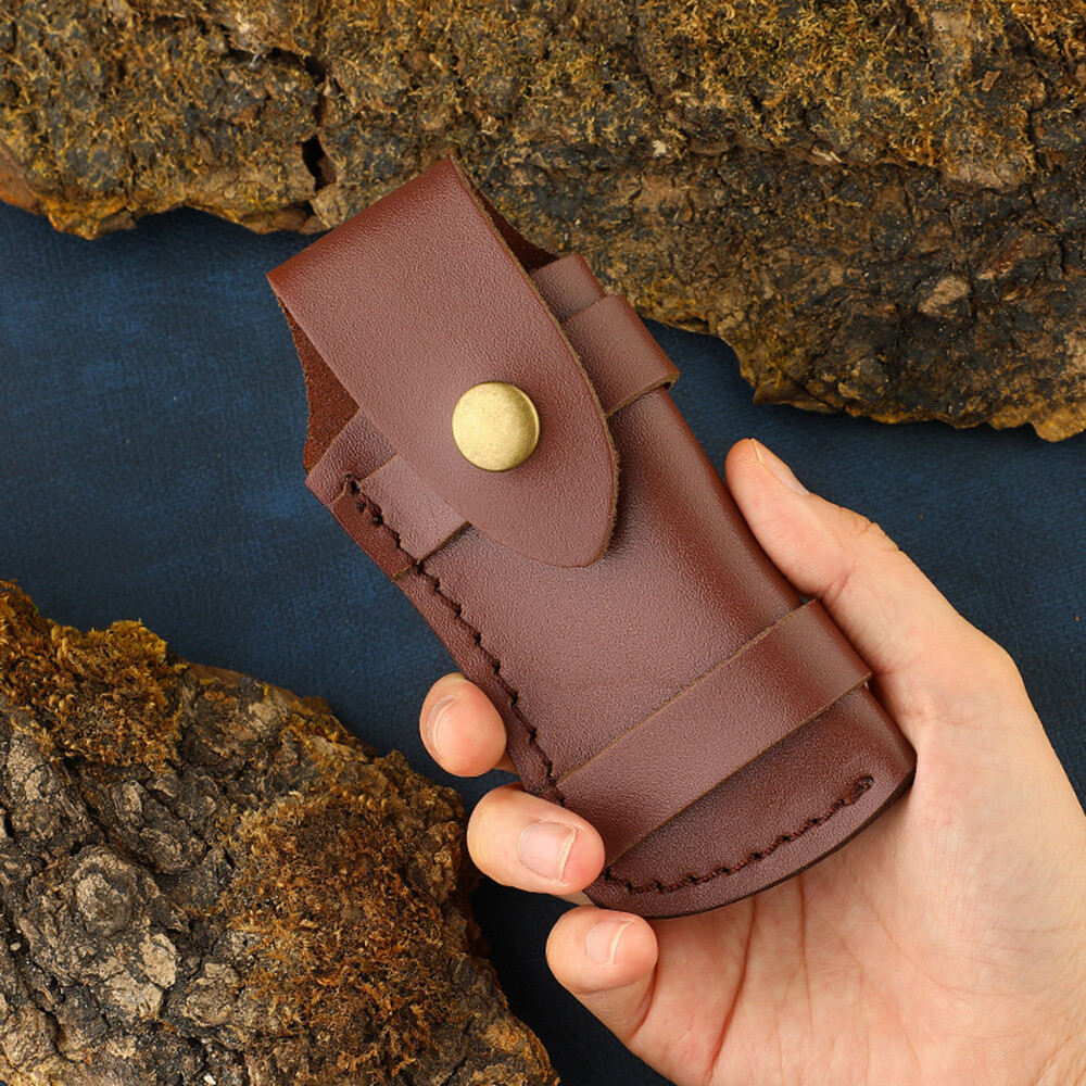 Hand Made Carved Cow Leather Sheath For Folding Knife Cover Pouch Belt ...