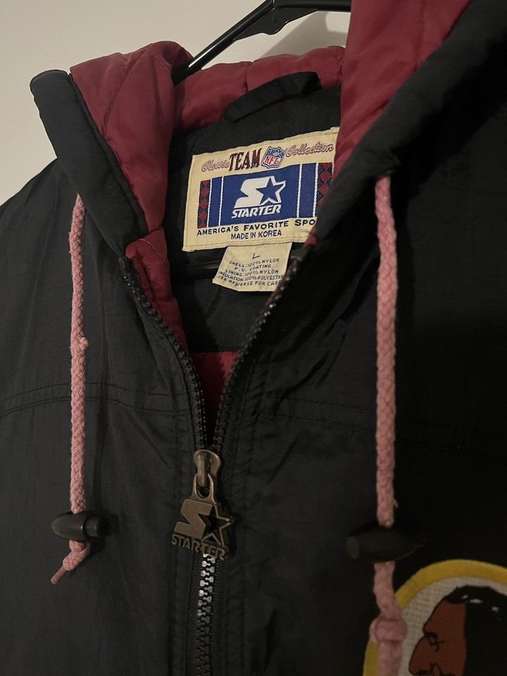 Starter Redskins Hooded Vest Vintage Men’s Large Black R Words ...