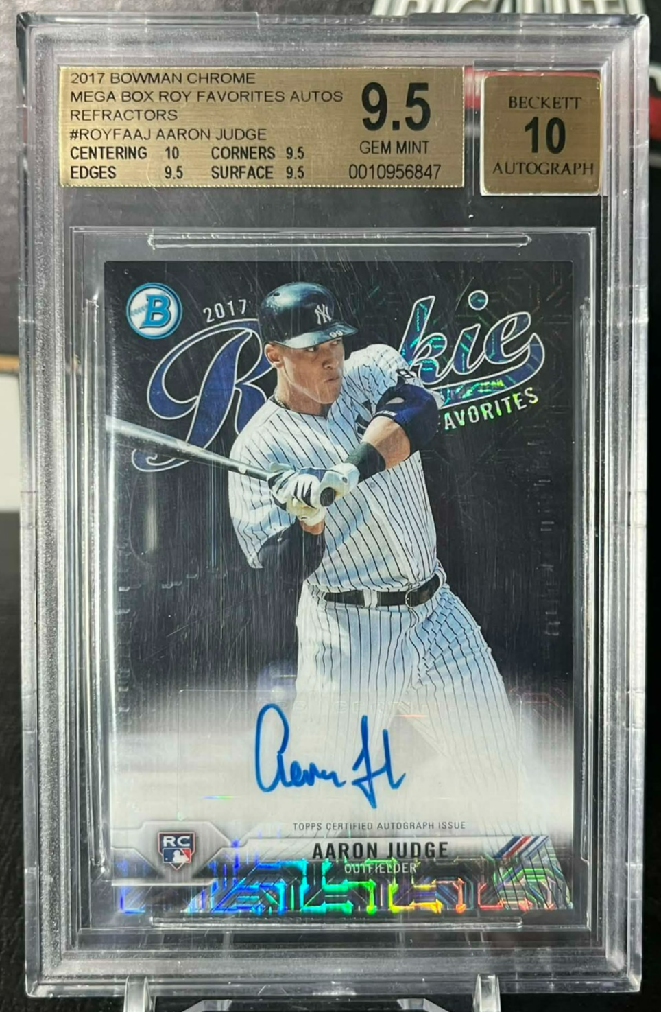 2017 BOWMAN CHROME MEGA AARON JUDGE RC ROOKIE AUTO ROY FAVS 38/75 BGS 9 ...