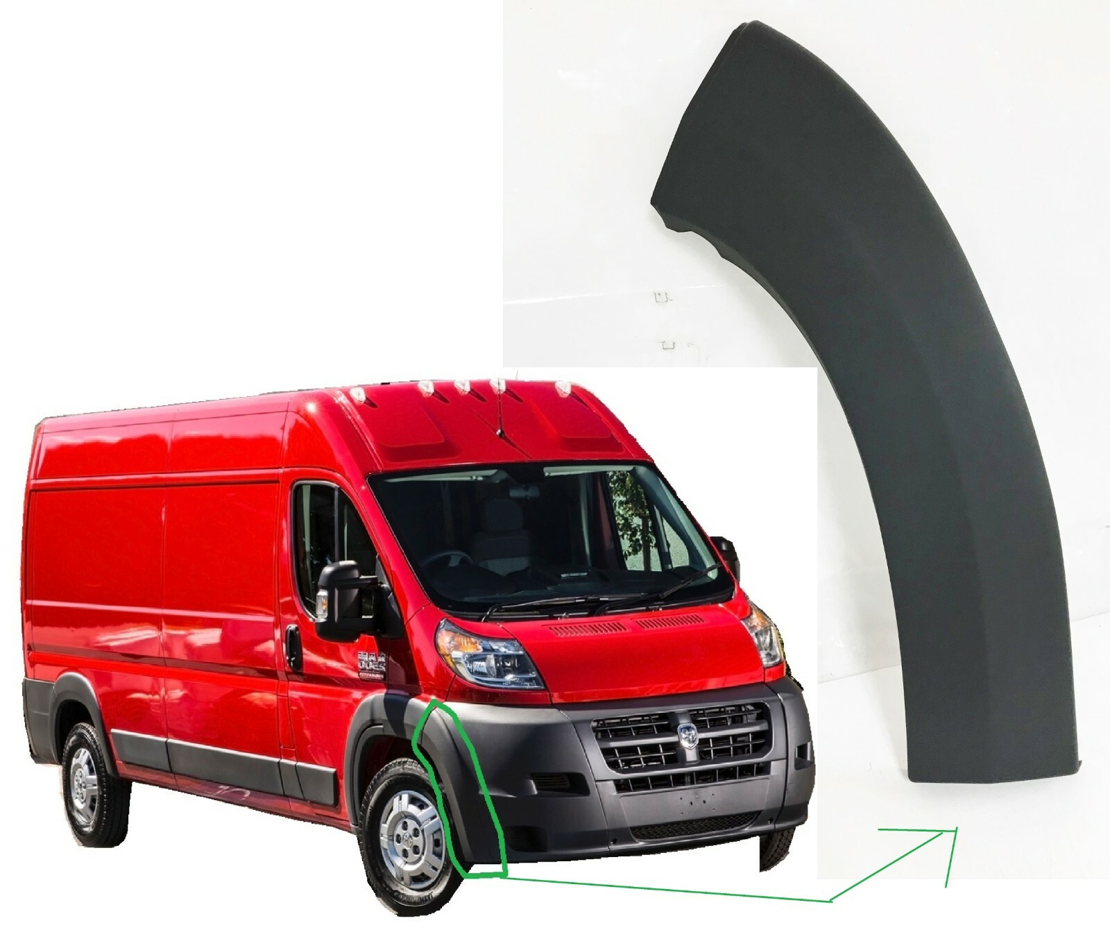 Fits 2014-2018 Ram ProMaster Right Front Bumper Flare Trim Molding 1500 ...