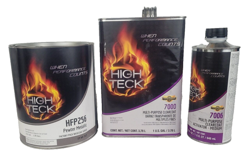 High Teck HFP256 GM WA382E Pewter Metallic Basecoat Paint & 7000 Clear ...