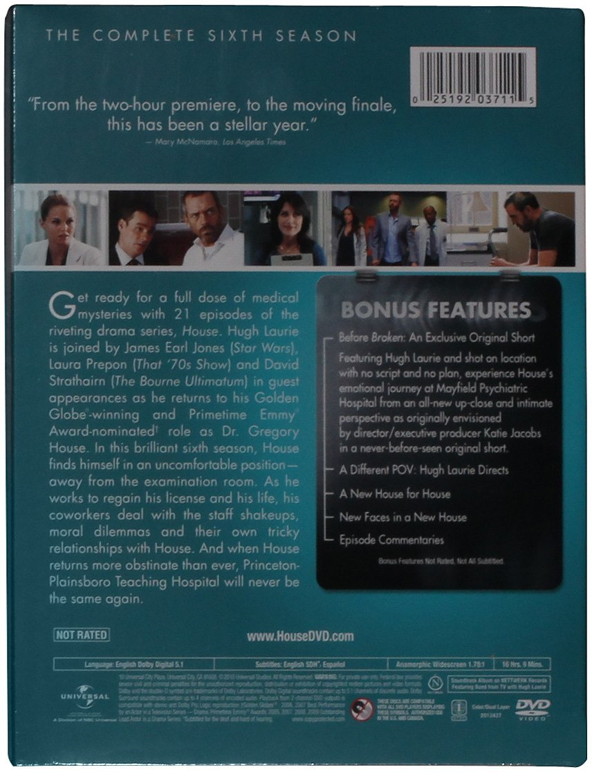 House M.D. Season 6 DVD Box Set - Medical Drama Series with Hugh Laurie ...