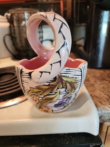 Vintage Pink Hull Pottery Basket Blossom Flite 1955 T2 Candy Dish Vase ...
