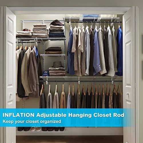 15-40 Inch Adjustable Hanging Closet Rod Space Saving Clothes Hanging ...