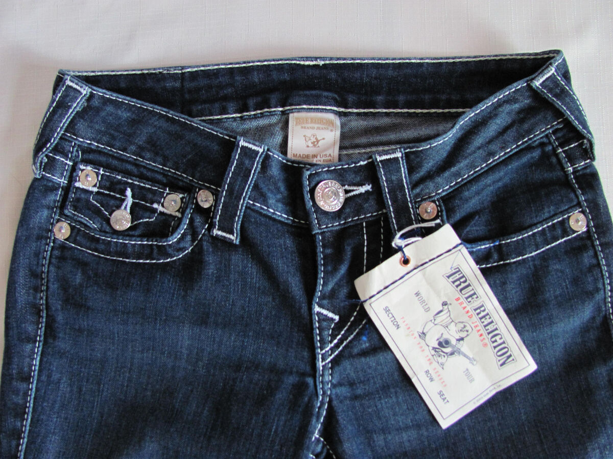True Religion Boot Cut Jeans Flap Pockets Dark Wash-5 Lines True Religion Boot Cut Jeans Flap Pockets Dark Wash-5 Lines