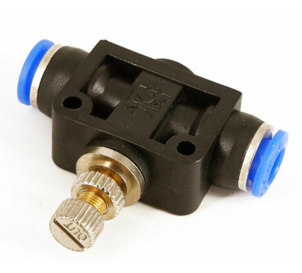 2PC Air Flow Speed Control Valve Tube OD 4/6/8/10/12mm Pneumatic Push ...