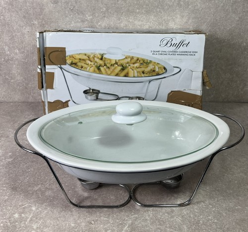 Circleware 2 Quart Oval Casserole Dish With Warming Rack | eBay UK