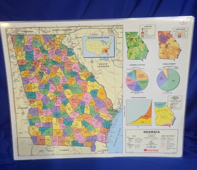 MAP OF GEORGIA 2-Sided Laminated 22" X 17" Nystrom #2HGSS Herff Jones ...
