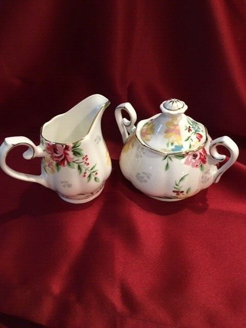 Grace's Teaware Creamer and Sugar Bowl with Lid Beautiful White and ...