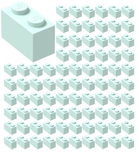 ☀️100x NEW LEGO 1x2 LIGHT AQUA Blue Bricks #3004 BULK Parts City ...