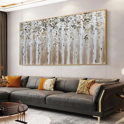 Birch Tree Oil Painting on Canvas Large Textured Wall Art Living Room ...