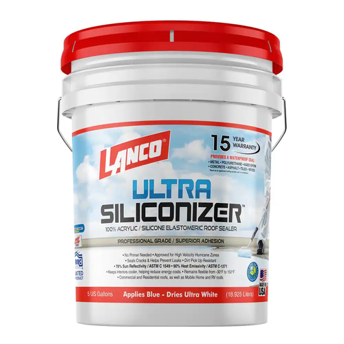 Ultra Siliconizer 5 Gal. 100% Acrylic Elastomeric White Reflective Roof ...
