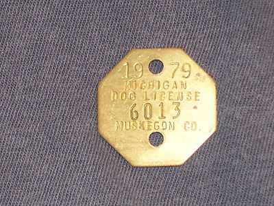 Vintage Dog License Tax Tag Muskegon County Michigan MI 1979 # 6013 DQ6 ...