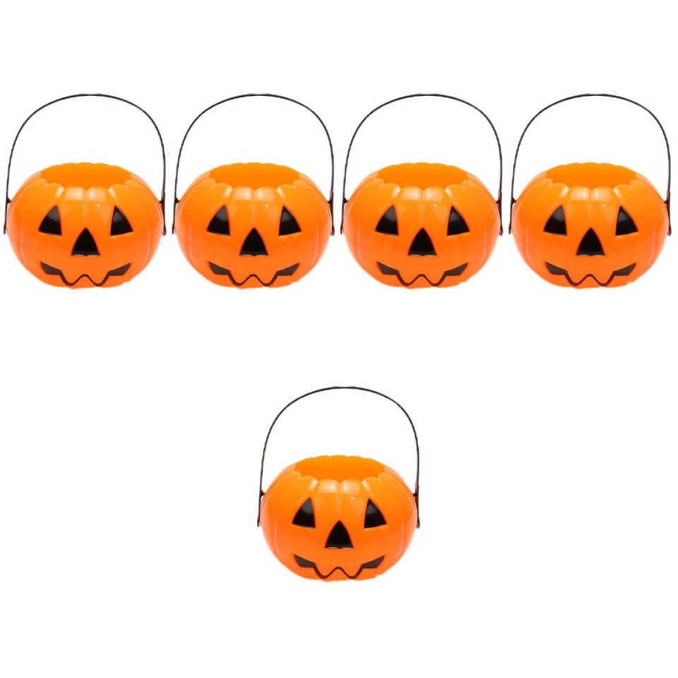 5 Pack Pumpkin Candy Bucket Halloween Treat Buckets Party Decoration ...
