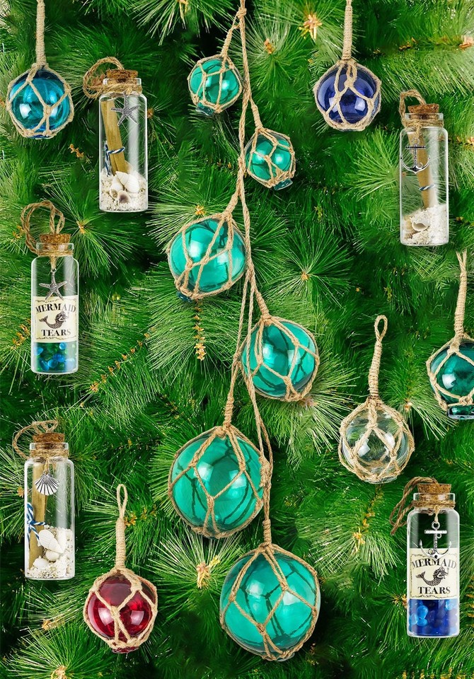 SAILINGSTORY Glass Fishing Float Buoy String of 6 Green Balls Nautical ...