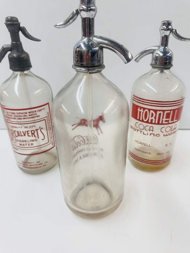 LOT OF 3: VTG COCA~COLA BOTT CO ADVERTISING GLASS SELTZER BOTTLES | eBay