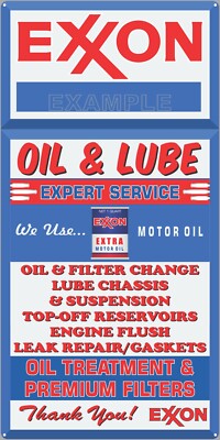 EXXON LUBE OIL CHANGE SERVICE GAS STATION OLD SIGN REMAKE ALUMINUM SIZE ...