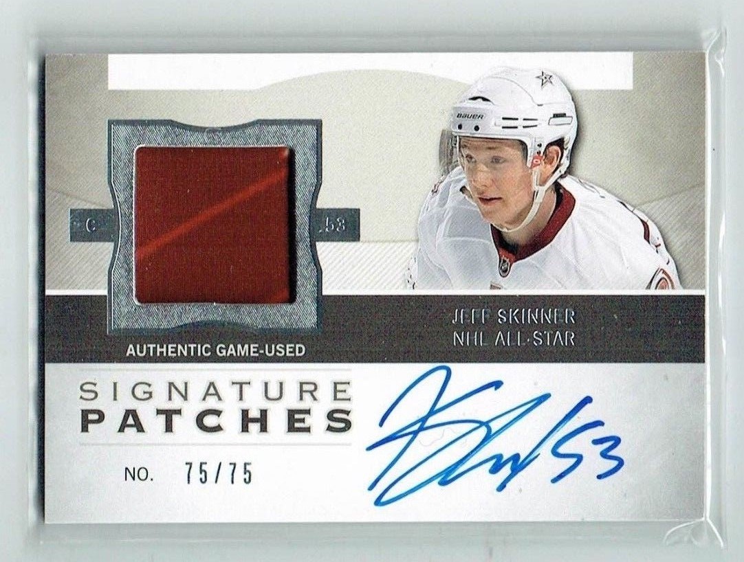 12-13 UD The Cup Signature Patches Jeff Skinner 75/75 Last Card Patch ...