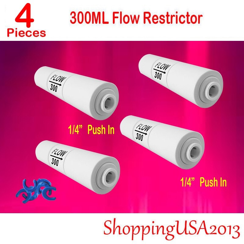 4 Pcs 300 cc ML Flow Restrictor Push In Quick Connect Unter Sink RO ...