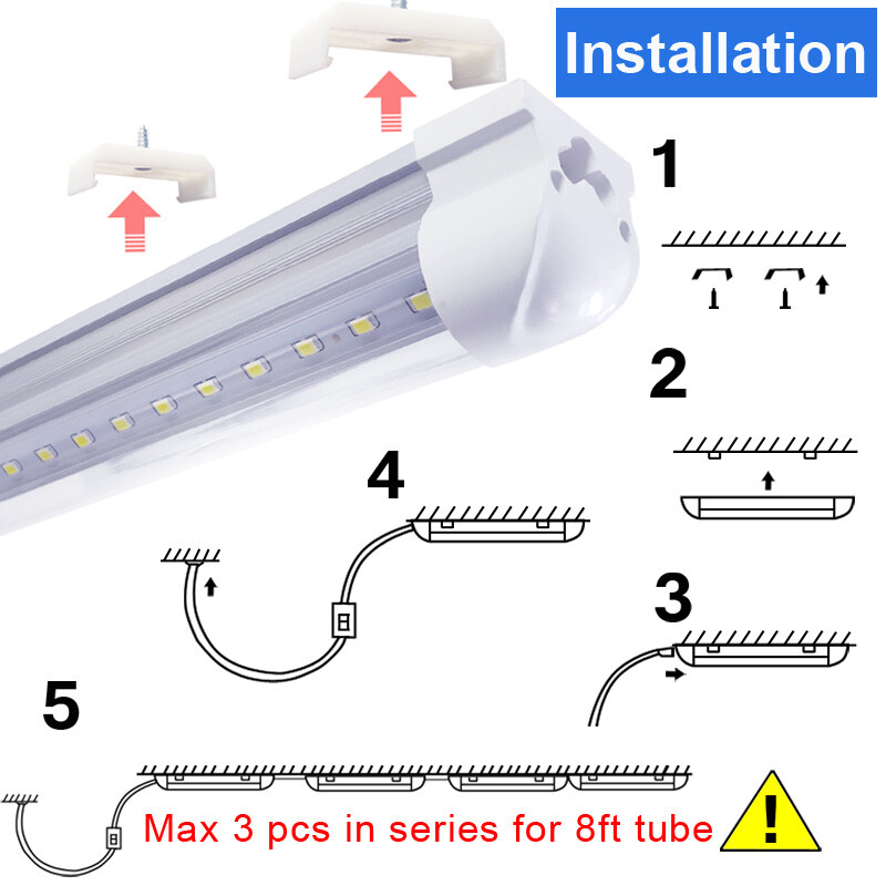 25 Pack T8 8FT LED Tube Light Bulbs 144W 6500K 8 Foot LED Shop Light ...