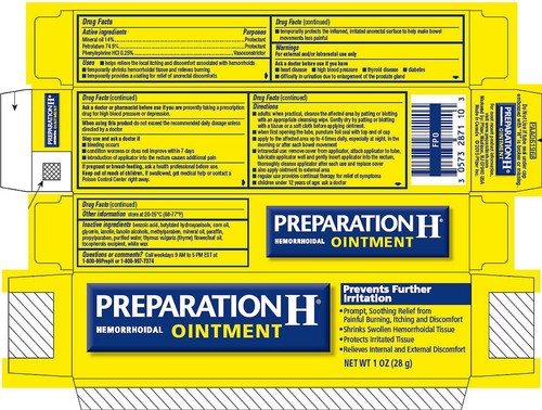 1 PREPARATION H hemorrhoidal aNaL ReCtUm OINTMENT 1oz phenylephrine 0. ...