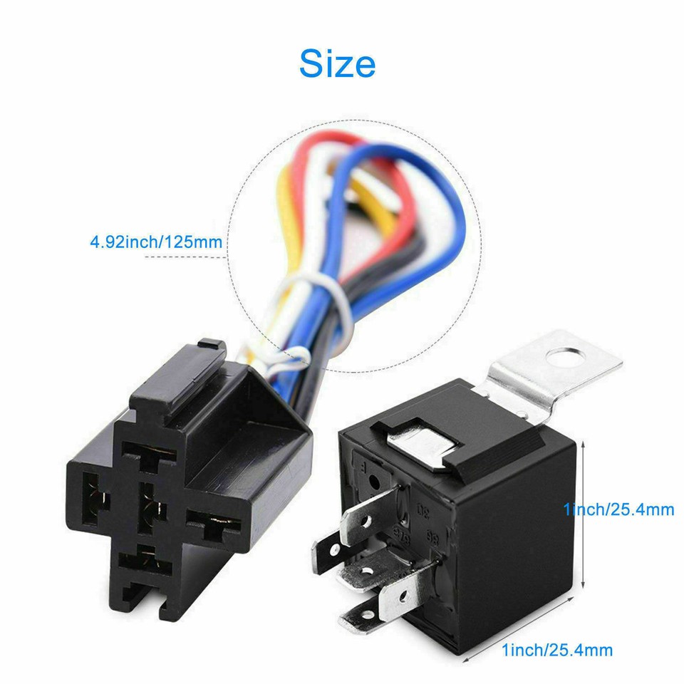 5Pcs Car 12V DC 40A 5_Pin Relay Switch Harness Socket Waterproof ...