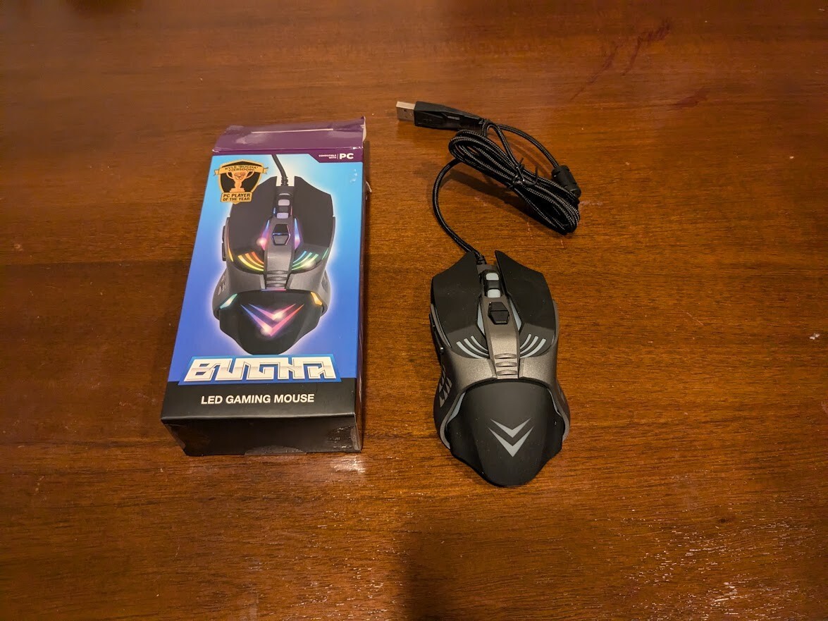 Bugha LED Gaming Mouse World Cup 7 Key 7200 DPI USB Wired PC Black for ...