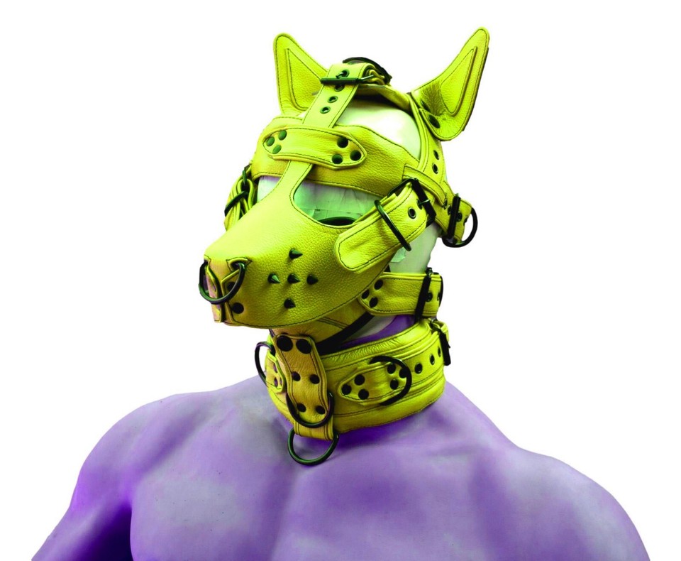 Leather Muzzle, Face hood ,Muzzle Gag ,Head harness,Pup hood,puppy Mask ...