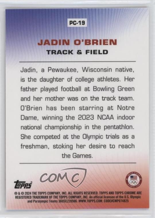 2024 Topps Chrome US Olympic & Paralympic Team and Hopefuls Jadin O ...