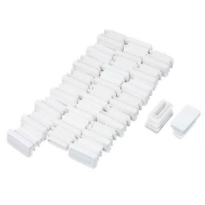 24 Pcs 10mm x 20mm Plastic Ribbed Design End Caps Rectangle Tubing Tube ...
