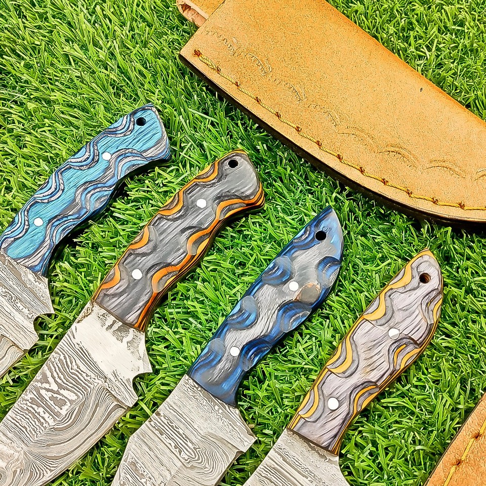 LOT OF 4 PCS CUSTOM Handmade DAMASCUS steel Skinner knives Mix Hunting ...