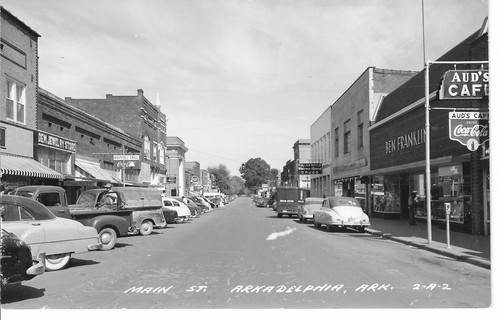 Real Postcard Main Street Scene Arkadelphia Ark Arkansas Old Cars Clark ...