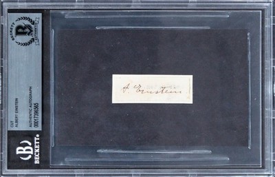 Albert Einstein Authentic Signed .5x1.85 Cut Signature Autographed BAS ...